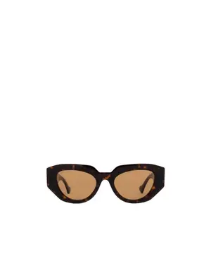 Gucci Geometric Frame Sunglasses With Double G Detail - Black