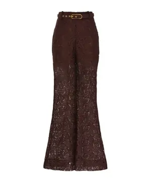 Zimmermann Illustration Lace Flared Pants - Chocolate