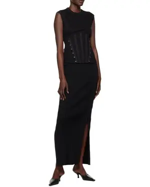 DION LEE Gradient Ribbed-knit Maxi Skirt