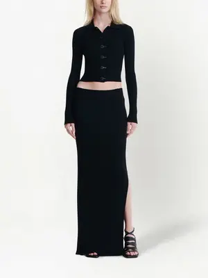 DION LEE Gradient Ribbed-knit Maxi Skirt