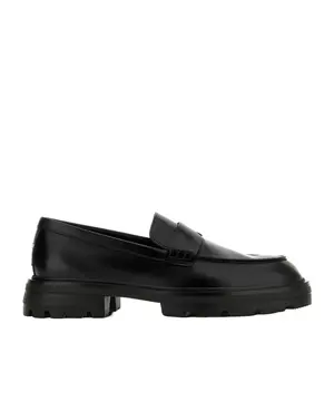 Hogan Round Toe Loafers With Signature Split-sole - Black