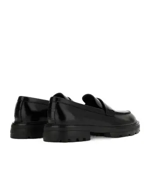 Hogan Round Toe Loafers With Signature Split-sole - Black