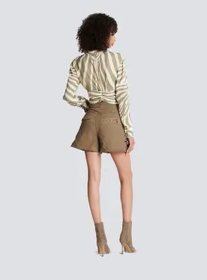 Balmain Zebra Print Cropped Shirt With Adjustable Waist Tie - No