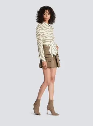 Balmain Zebra Print Cropped Shirt With Adjustable Waist Tie