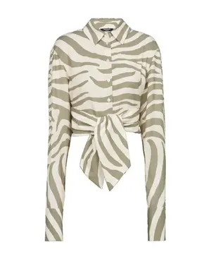 Balmain Zebra Print Cropped Shirt With Adjustable Waist Tie