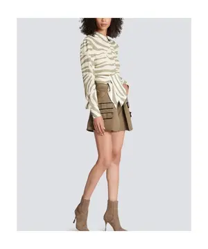 Balmain Zebra Print Cropped Shirt With Adjustable Waist Tie