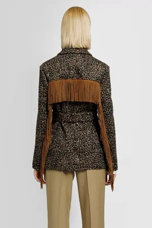 Saint Laurent Leopard Print Fringed Jacket