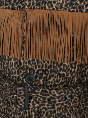 Saint Laurent Leopard Print Fringed Jacket