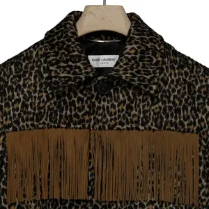 Saint Laurent Leopard Print Fringed Jacket