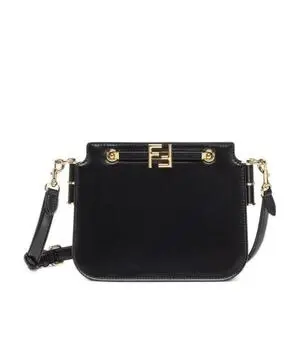Fendi Leather Bag With Metal Ff Logo