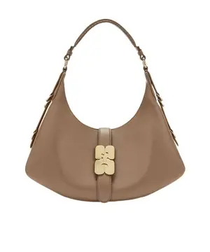 GANNI Logo Hardware Shoulder Bag - Coco Mocha