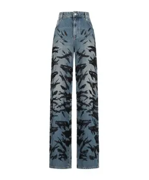 Blumarine Printed Wide Leg Jeans - Black