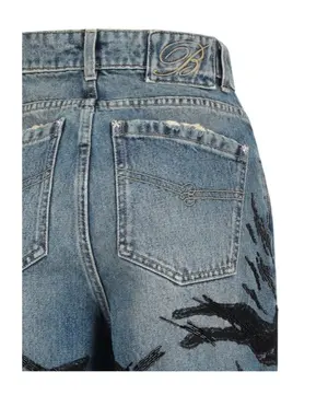 Blumarine Printed Wide Leg Jeans