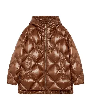 Max Mara Quilted Down Zip-up Hooded Jacket