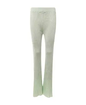 JIL SANDER High-waisted Ribbed-knit Trousers - Gray