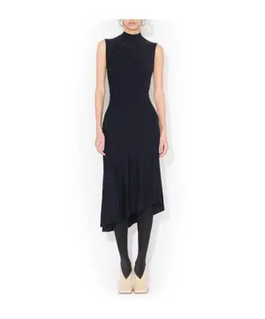 Alaïa Sculpting High-neck Knee-length Asymmetrical Dress