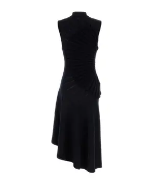 Alaïa Sculpting High-neck Knee-length Asymmetrical Dress - Black