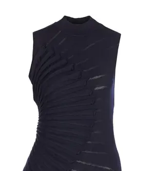 Alaïa Sculpting High-neck Knee-length Asymmetrical Dress - Black