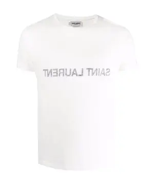 Saint Laurent Logo Printed Crewneck T-shirt - No