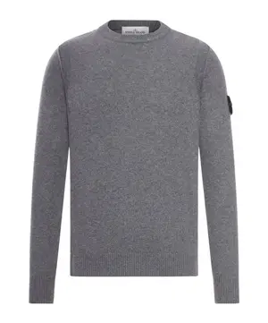 Stone Island Logo Patch Crewneck Jumper - Gray