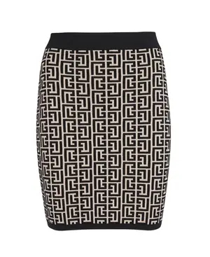 Balmain Monogrammed Knitted Skirt