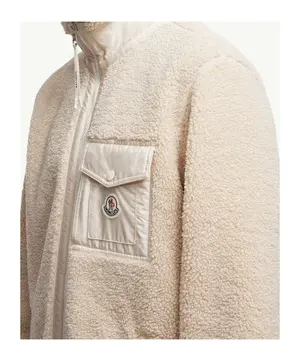 Moncler Teddy Zip-up Fleece Jacket - Light Beige