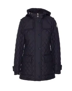 Moncler Long Sleeve Quilted Down Jacket With Zip Closure - Midnight Blue