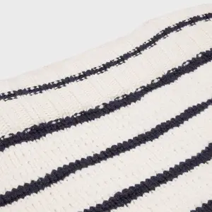 Celine Striped Cashmere Boat Neck Jumper - White/navy Blue