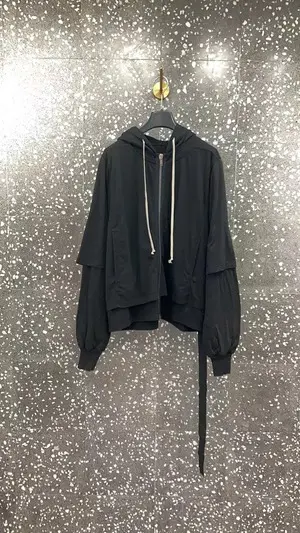 Rick Owens Double Layer Cotton Zip Hoodie