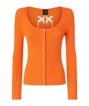 Pinko Long Sleeve Cut-out Cardigan - Orange