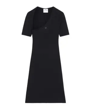 COURREGES Mini Rib-knit Flared Dress