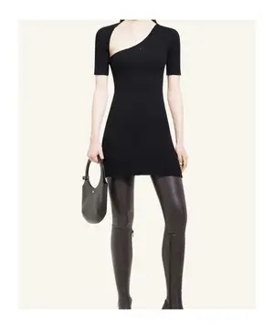 COURREGES Mini Rib-knit Flared Dress