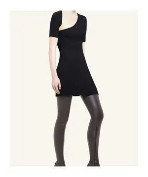 COURREGES Mini Rib-knit Flared Dress