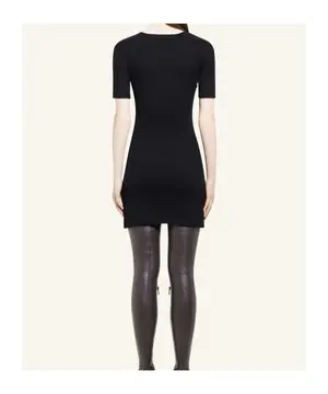 COURREGES Mini Rib-knit Flared Dress