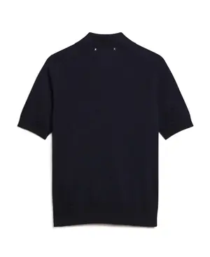 GOLDEN GOOSE Short-sleeved Knitted Polo Top With Logo Patch - Black
