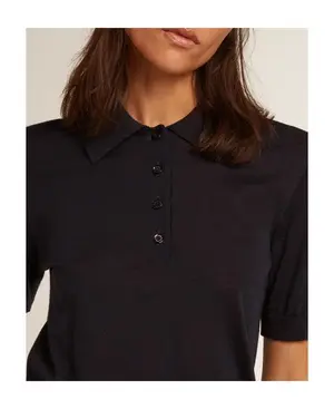 GOLDEN GOOSE Short-sleeved Knitted Polo Top With Logo Patch - Black