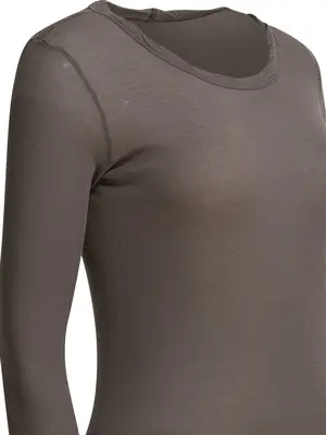 Rick Owens Cotton Midi Dress With Round Neckline And Piping - Brown