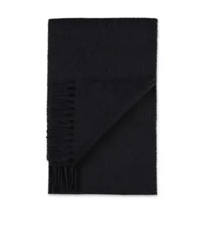 Marni Logo Patch Fringed Scarf - Black