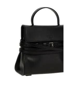 Moschino Tie Me Logo Embossed Small Tote Bag - Black