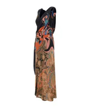 Etro Paisley Print V-neck Sleeveless Wrap Maxi Dress