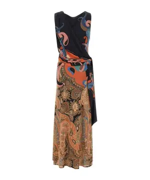 Etro Paisley Print V-neck Sleeveless Wrap Maxi Dress