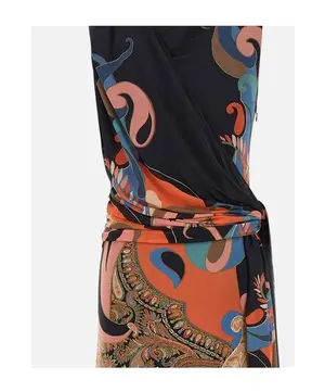 Etro Paisley Print V-neck Sleeveless Wrap Maxi Dress