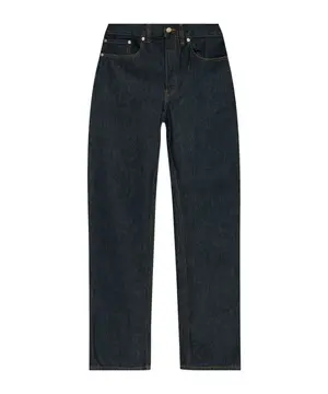 Dries Van Noten Logo Patch Straight Leg Jeans - Indigo