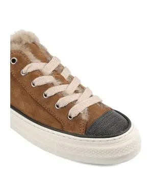Brunello Cucinelli Embellished Suede Low-top Sneakers