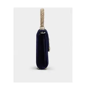 ROGER VIVIER Flower Strass Jewel Buckle Mini Clutch Bag - Black