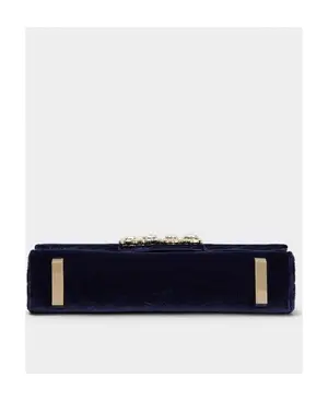ROGER VIVIER Flower Strass Jewel Buckle Mini Clutch Bag - Black