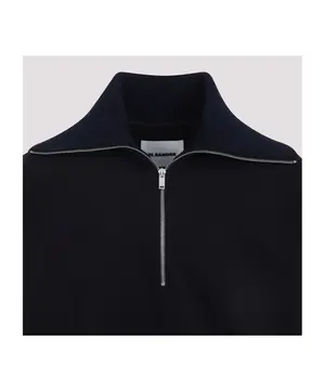 JIL SANDER Half Zip Logo Sweatshirt - Navy