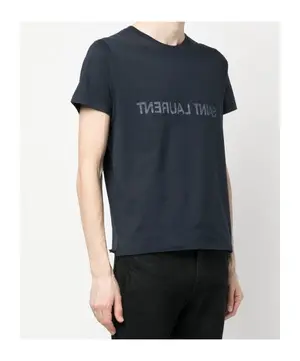 Saint Laurent Logo Printed Crewneck T-shirt - Blue