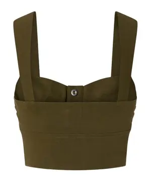 Pinko Button-detailed Cropped Top With Wide Straps - Verde