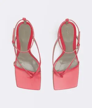 Bottega Veneta Square-headed High-heeled Sandals - Red